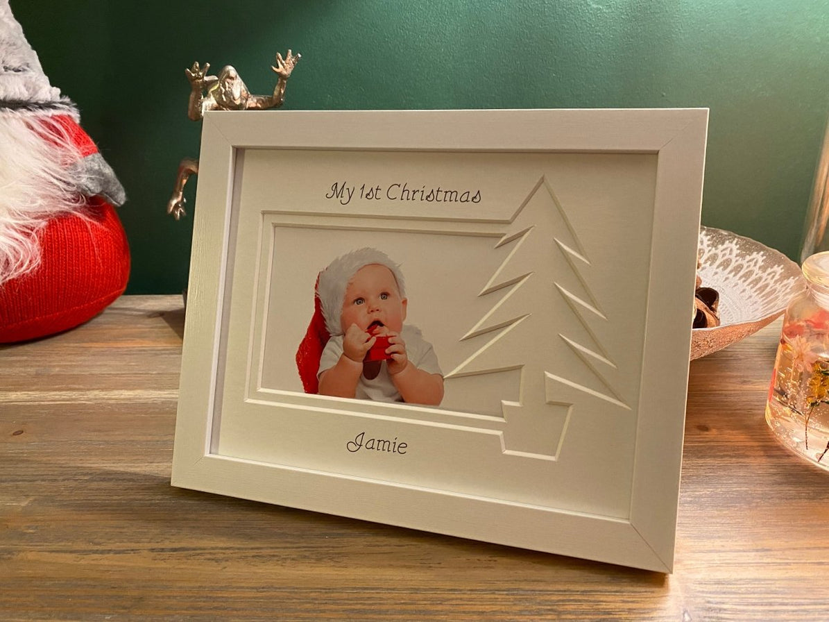 Personalised My First Christmas Photo Frame Tree 9 x 7 White — Azana ...